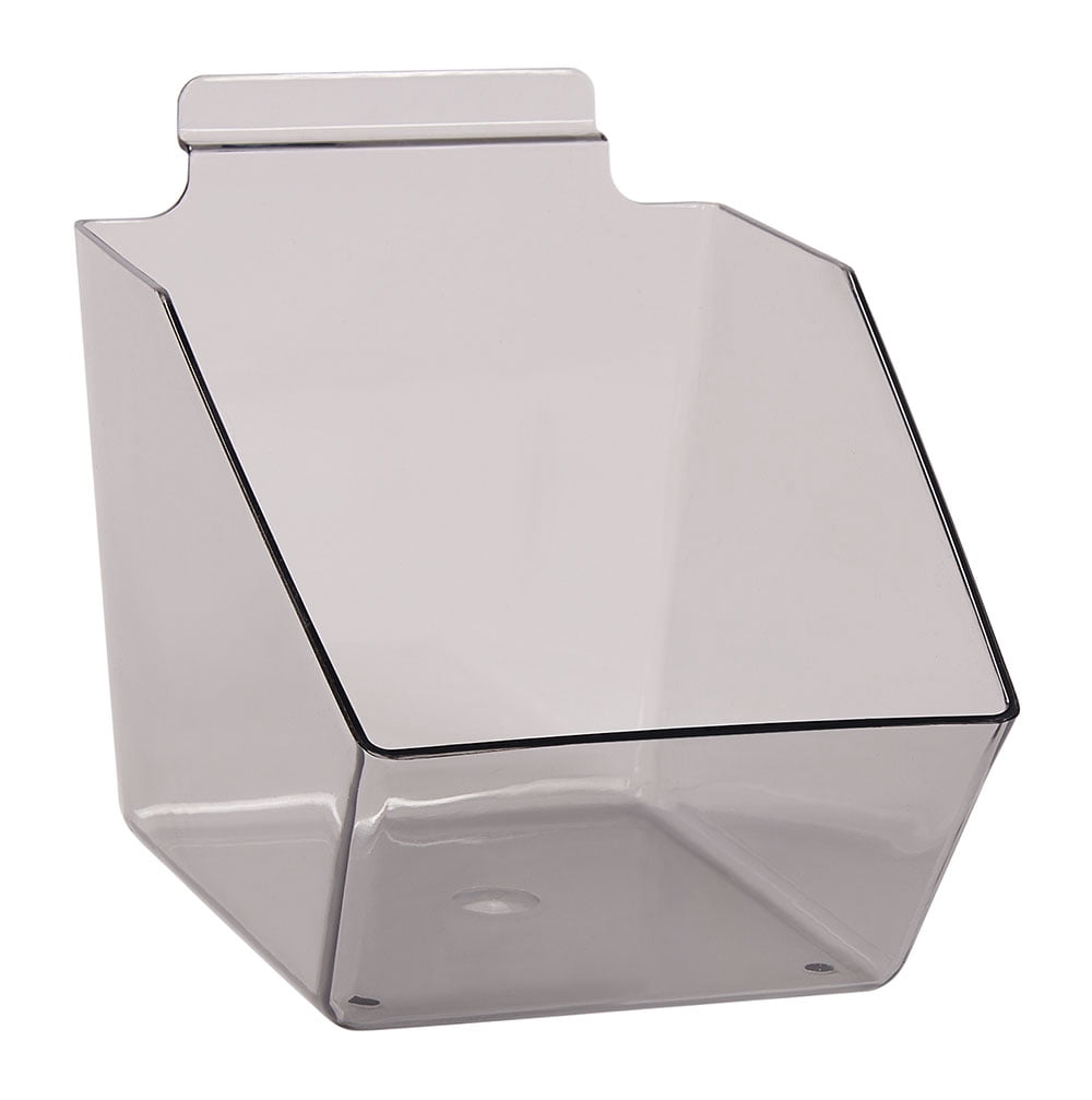 6 x 5 ½ x 7 ½ inch Clear Gray Plastic Dump Bin - For Slatwall - Set of ...