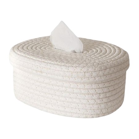 Oval Cotton Rope Woven Paper Facial Tissue box 21x16.5x10.5cm Handmade ...