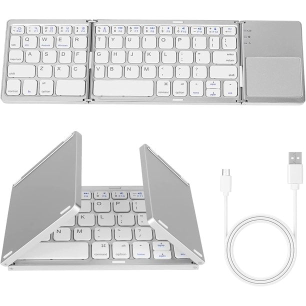 Foldable Bluetooth Keyboard, Tri- Folding Portable Wireless Keyboard ...