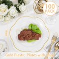 100PCS Clear Plastic Plates - 10 inch Disposable Floral Clear and Gold ...