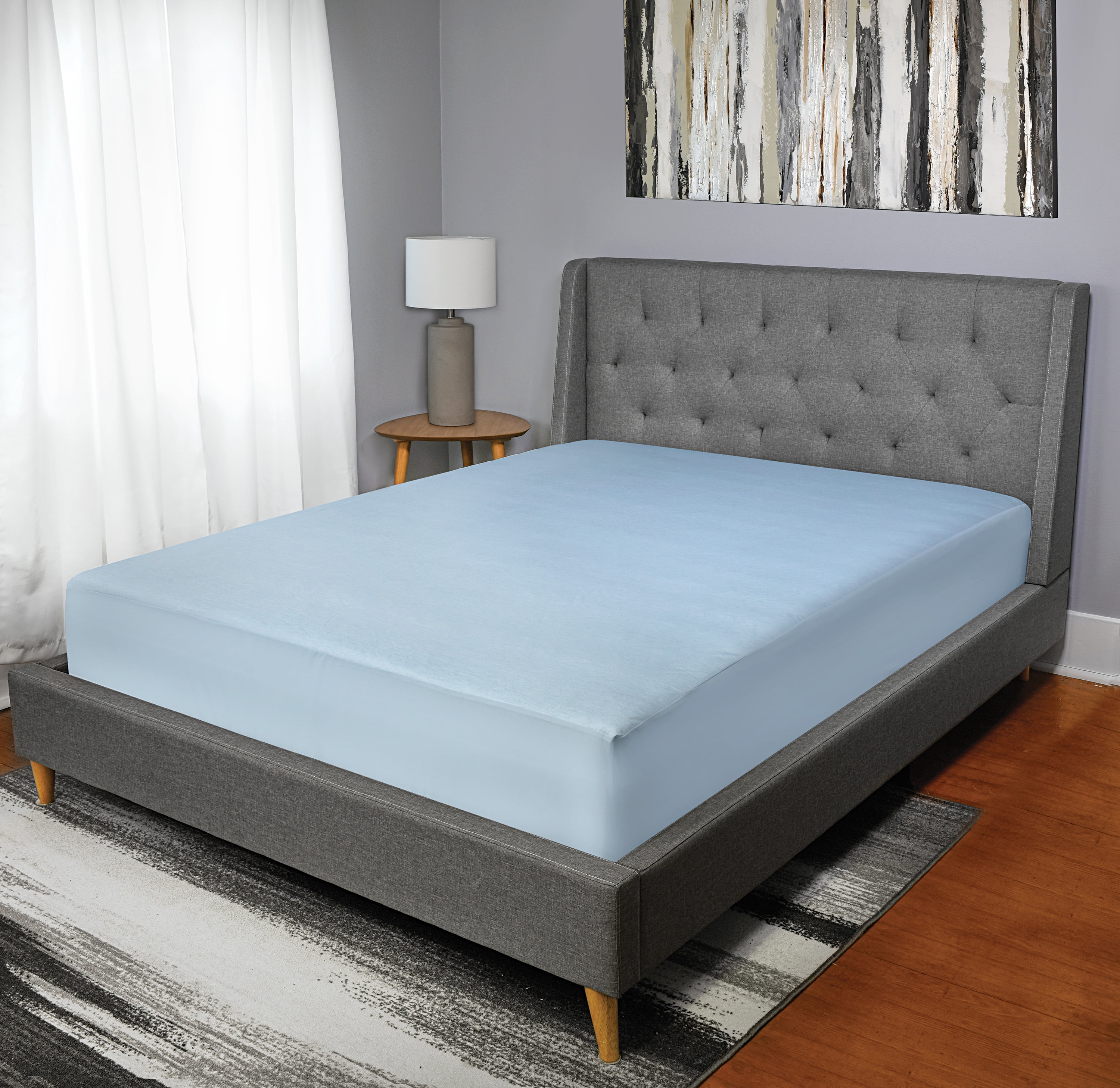 Mainstays Cooling Blue Fitted Mattress Protector, King - Walmart.com