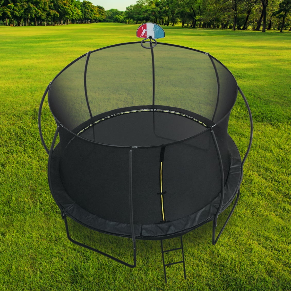 12FT Trampoline with Curved Poles and Net Enclosure, Recreational Kids ...