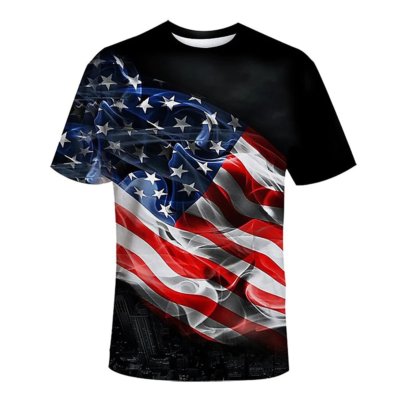 American Flag Men's Fitness Workout Shirt, Patriotic Casual Top, Stars ...