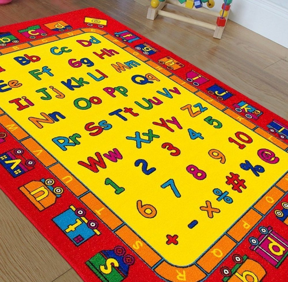 HR Kids Rugs.Educational/Play Time. Red And Yellow.Learning Numbers And ...