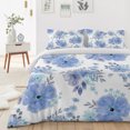 Blue Flowers Comforter Set Queen Size, Watercolors Spring Floral ...