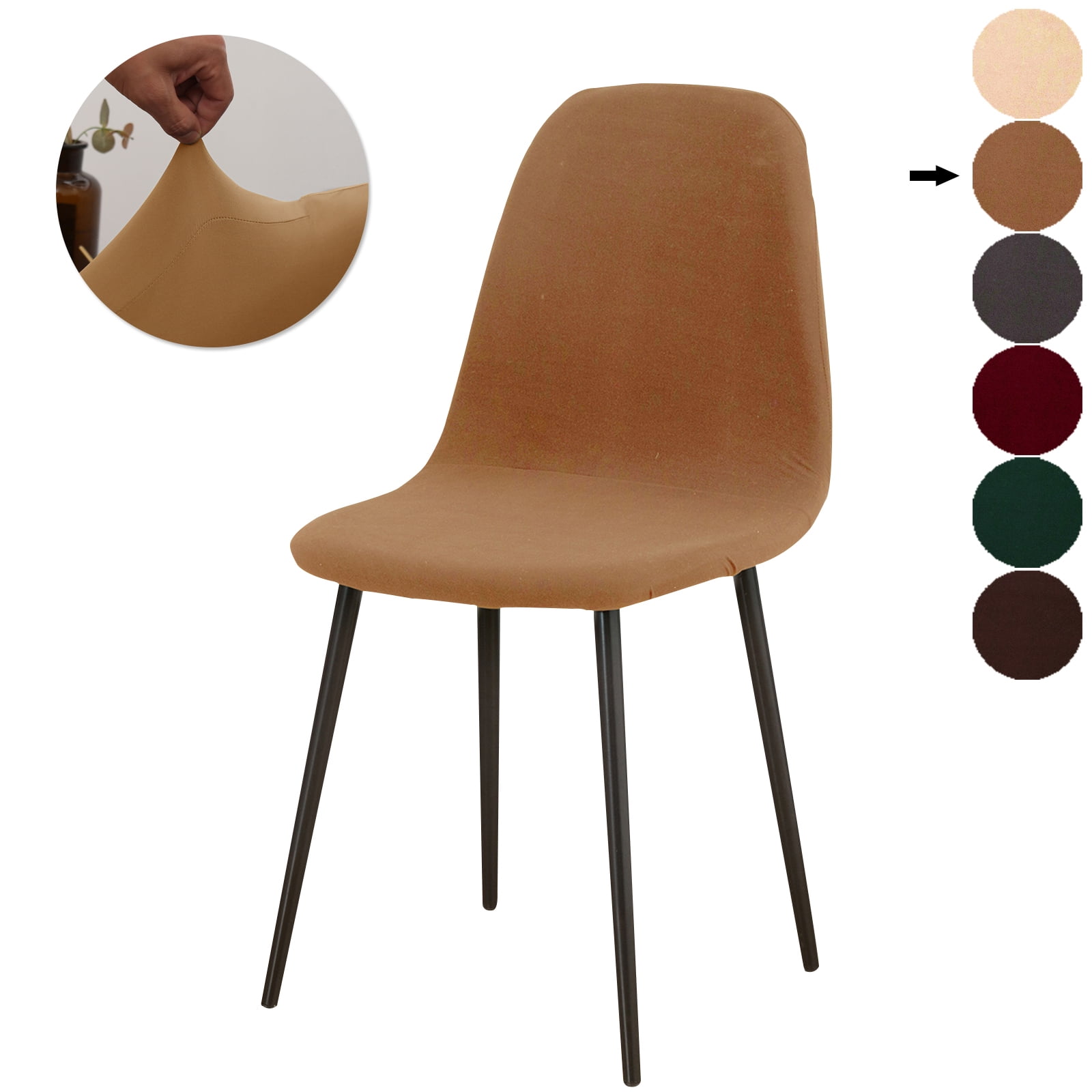 KBOOK Mid Century Shell Chair Cover Solid Print Armless Stretch Chair ...