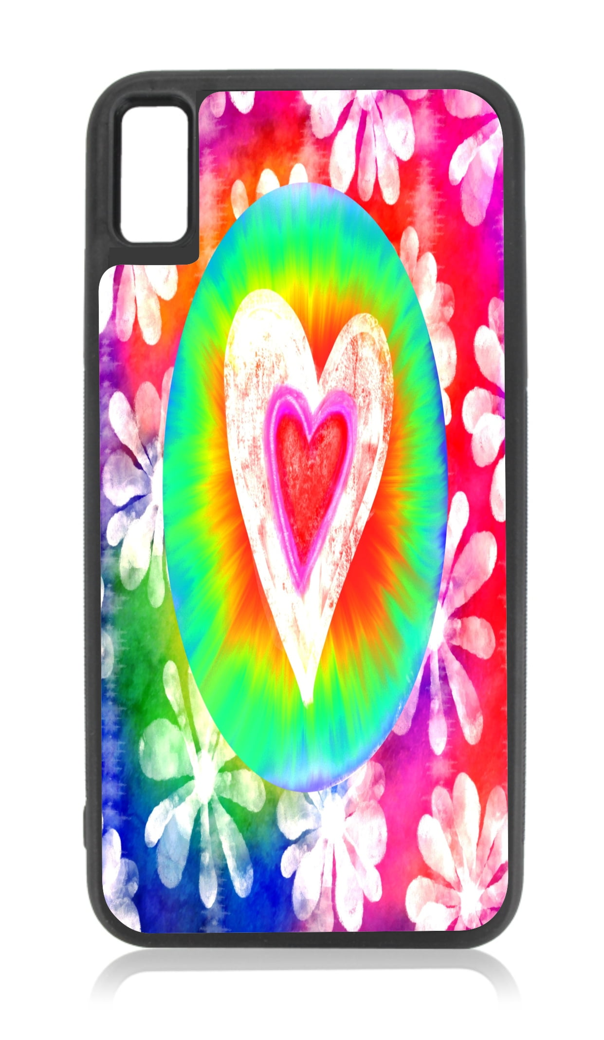Tie Dye Heart Design Black Rubber Case For IPhone XR IPhone XR Phone tie-dye-heart-design-black-rubber-case-for-iphone-xr-iphone-xr-phone