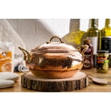 Handmade Solid Copper Cooking Pot with Lid & Brass Handle Heavy Duty ...