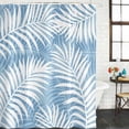 Extra Long Shower Curtain 72x84 Inch, Blue Palm Leaf Shower Curtain ...