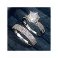 2pcs Sparkling Silver-Tone Alloy & Cubic Zirconia Ring Set For Women ...