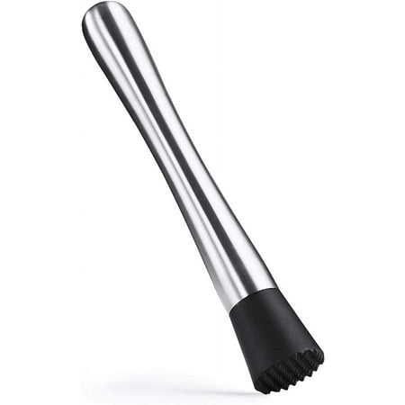 Cocktail Muddler, Professional Stainless Steel Ice Pestle with Grooved ...