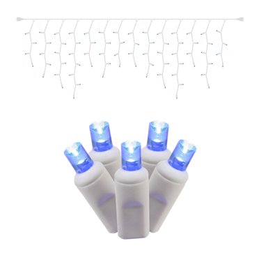 Vickerman 70 Light LED Blue and Pure White Lights, Green Wire M5 Icicle ...