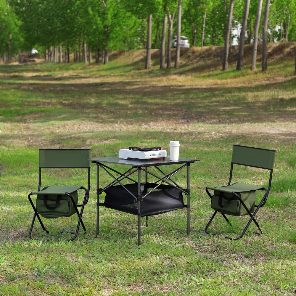 Set of 3, Folding Outdoor Table and Chairs Set for Indoor, Outdoor ...