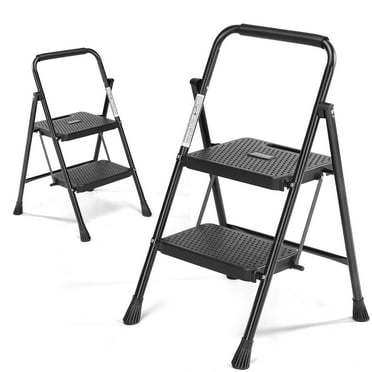 2 Step Ladder Portable Step Stool with Comfortable Handgrip and Extra ...