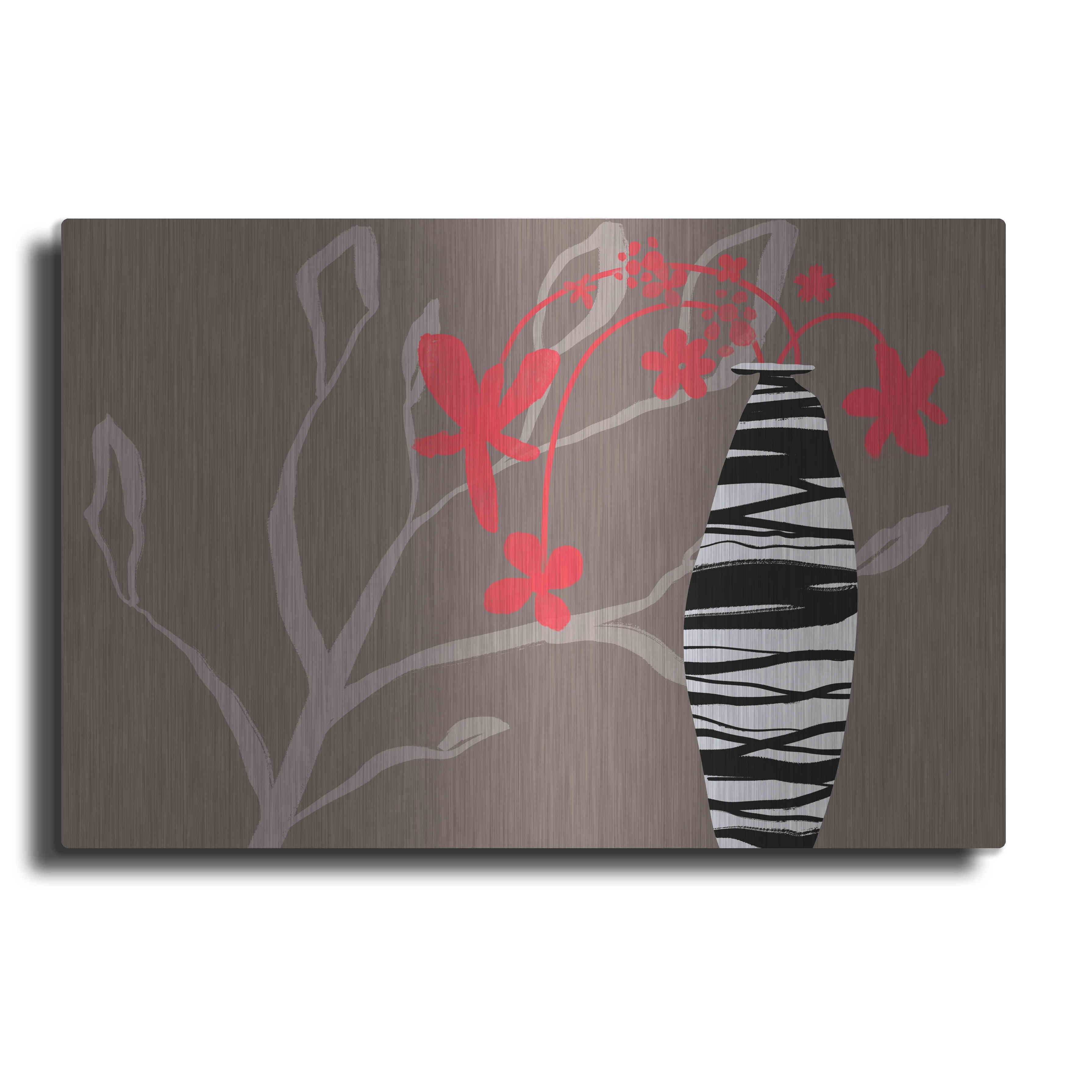Luxe Metal Art 'Red Flowers In A Vase' by Delores Naskrent Metal Wall ...