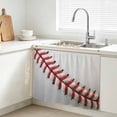 Baseball Small Cabinet Curtains 11"W x 13"L, Red White Texture Sports ...