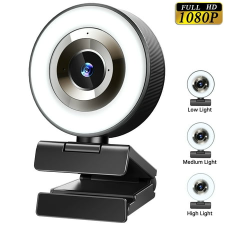 Shopmany Streaming Webcam 1080P with Ring Light and Tripod Stand, HD ...