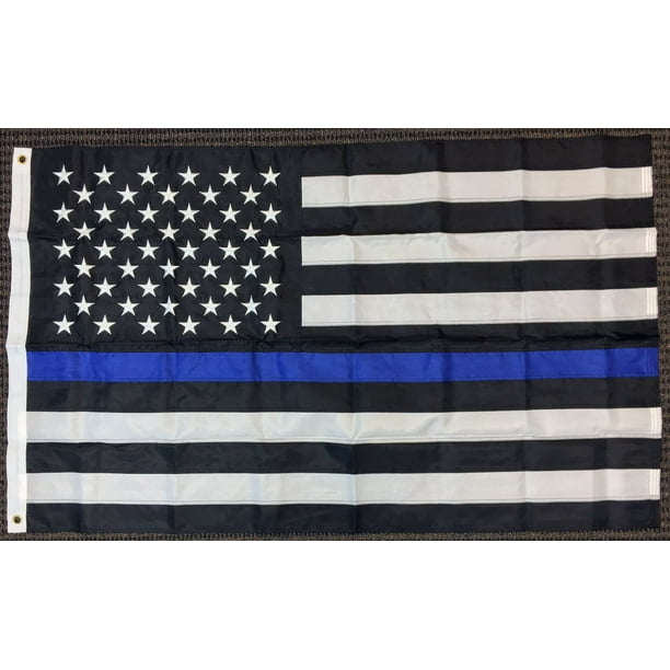 3x5 Thin Blue Line American Embroidered 210d Flag Police Lives Matter