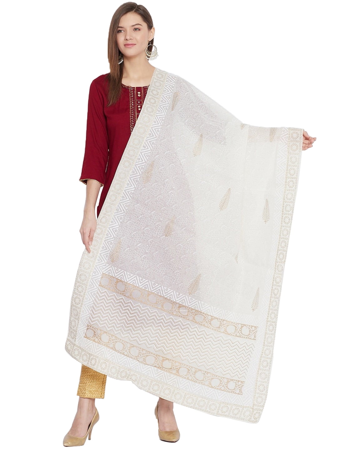 eloria Abstract Off White Woman's Indian Ethnic Chunni, Dupatta, Stole ...