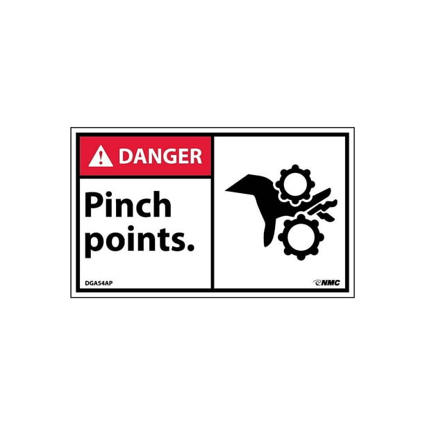 National Marker Danger Labels; Pinch Point 3"" x 5"" Adhesive Vinyl 5 ...