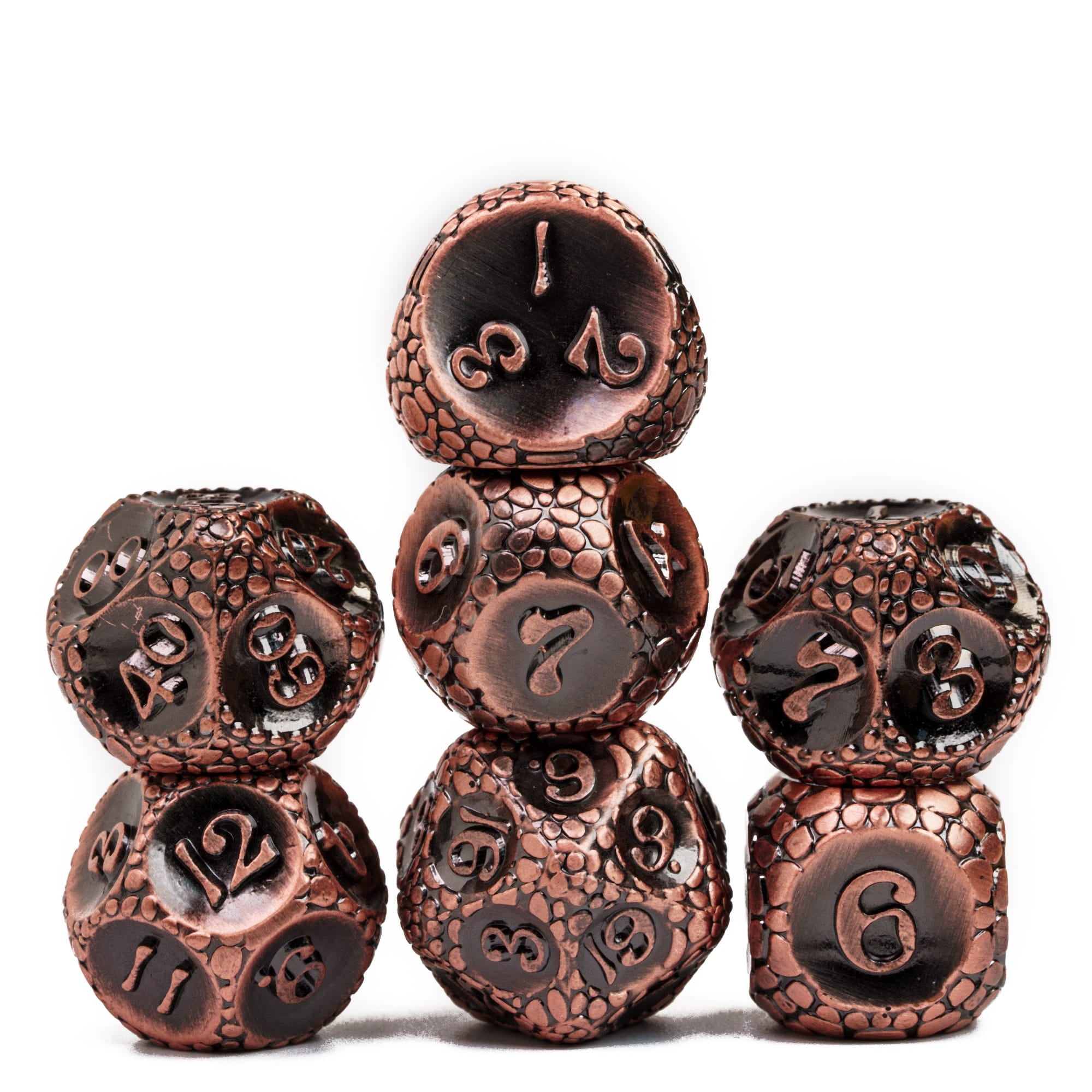 Cusdie 7-Die Metal DND Dice Set, Cobblestone Metal Polyhedral D&D Dice ...