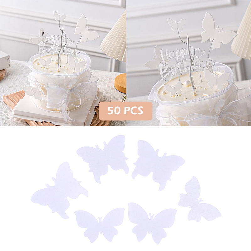Racing Butterfly 50 Pcs Butterfly Flower Shape Cake Baking Decorating ...