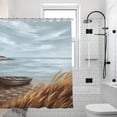 Beach Boat And Reeds Print Shower Curtain,Cloth Fabric Waterproof ...