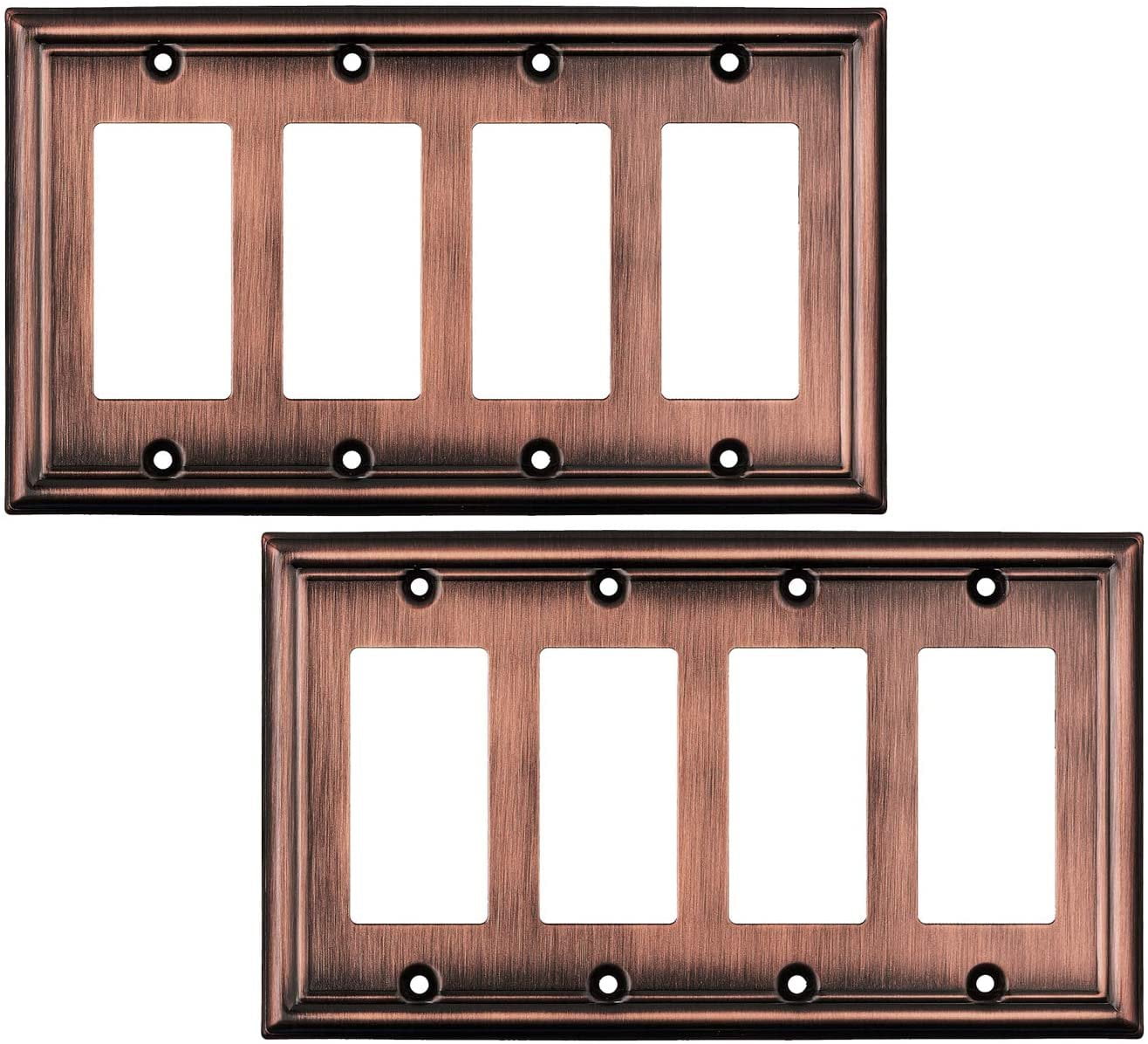Sleeklighting 2 Pack Decorative Beveled Copper Outlet Covers | 4 Gang ...