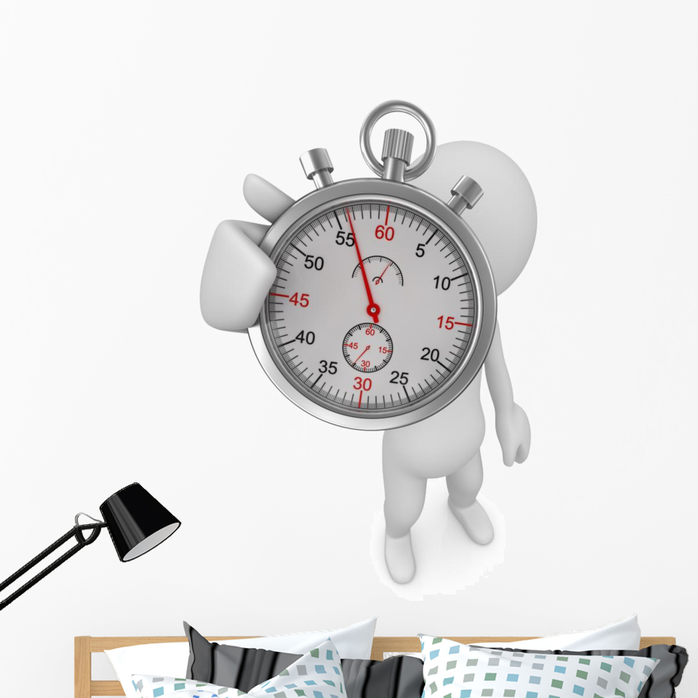 Man and Stopwatch Wall Mural Decal Sticker, Wallmonkeys Peel & Stick ...