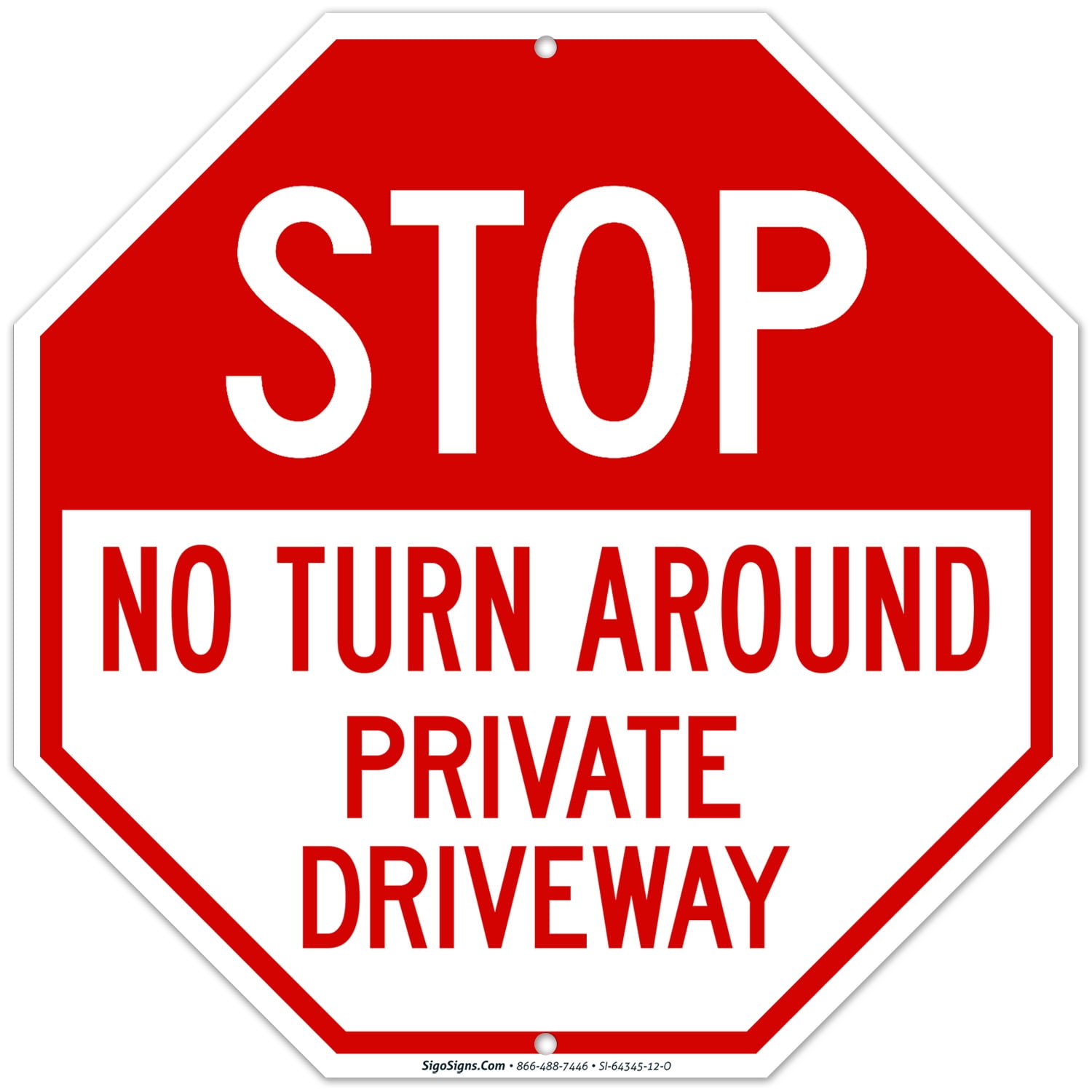 No Turn Around Private Driveway Sign, - Walmart.com