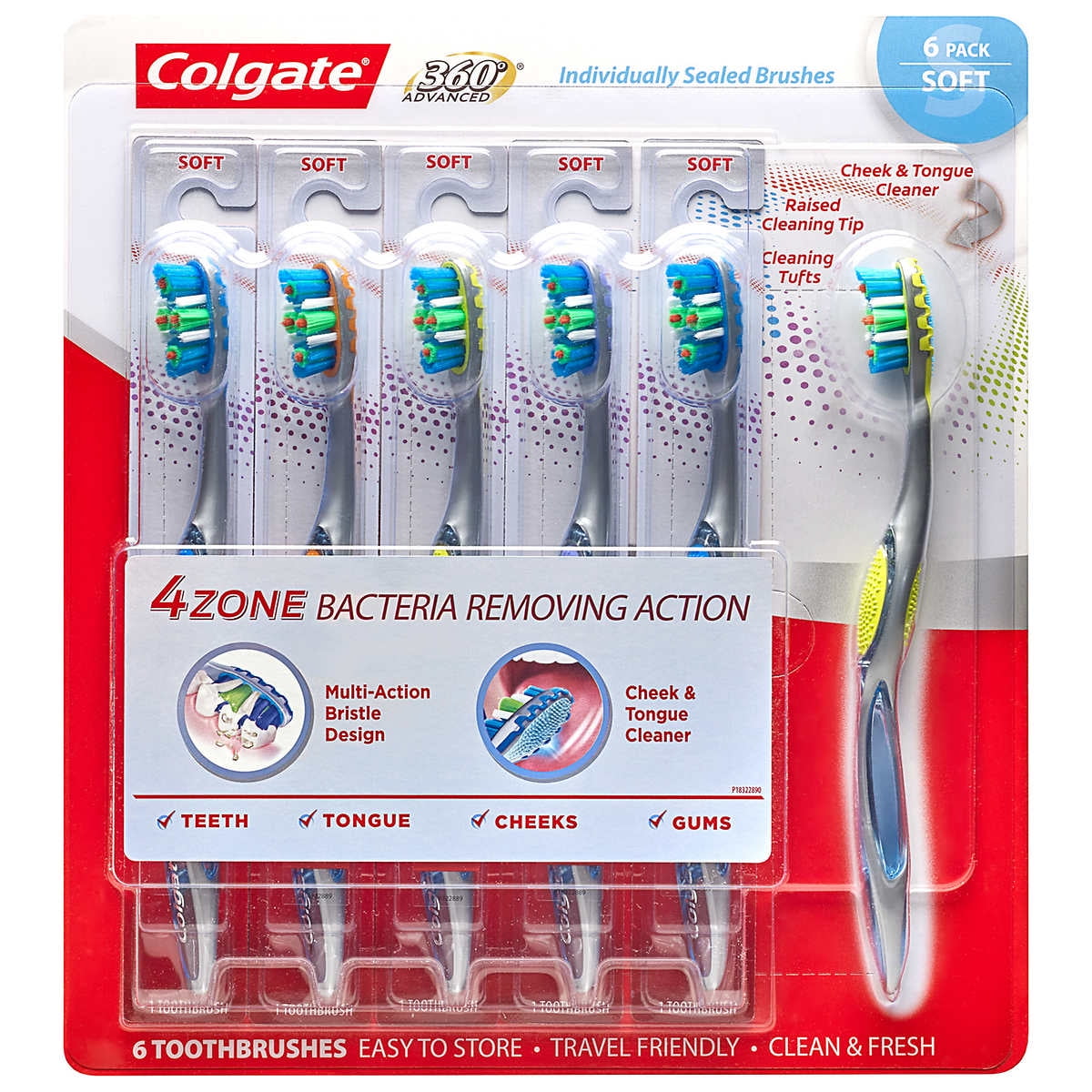 Colgate Total Advanced 4 Zone Toothbrush, 6-pack (Soft) - Walmart.com
