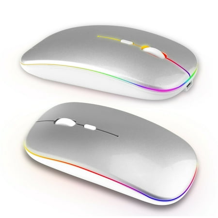 Rechargeable Wireless Mouse, 2.4GHz Slim Silent Click Wireless Optical ...