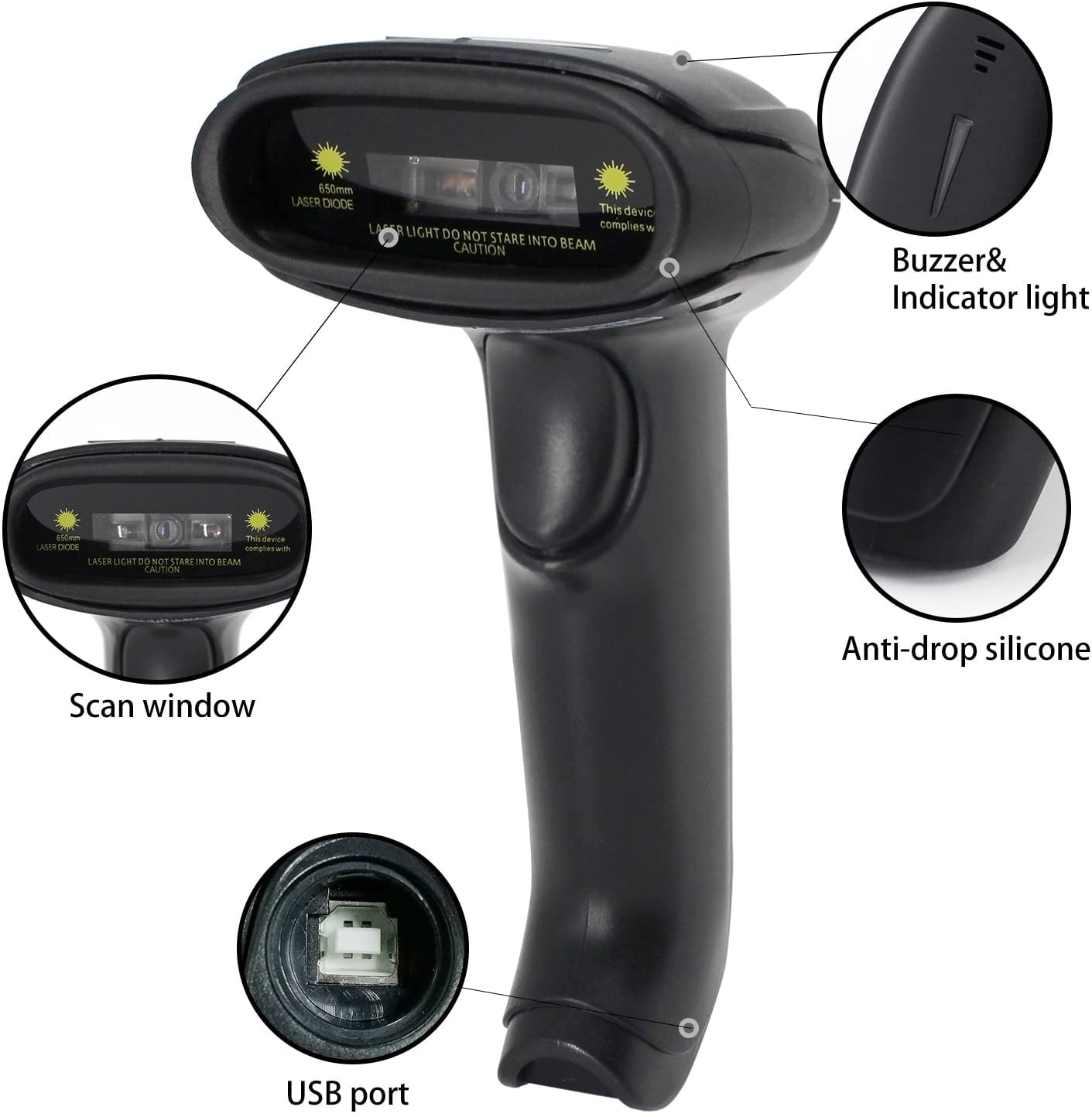 Wireless USB Barcode Scanner,Symcode Handheld Automatic CCD Barcode ...
