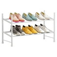 Forthcan 2 Tier White Metal Shoe Rack, Boot Organizer, Stackable ...