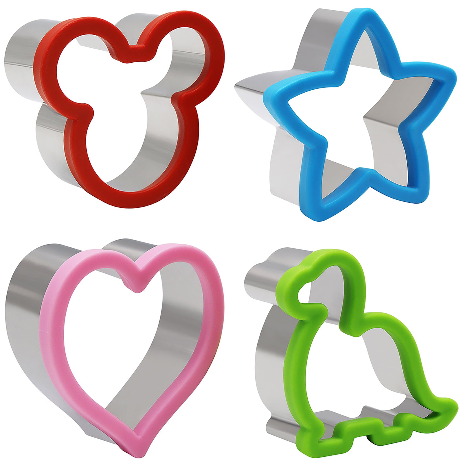 4Pcs Cookie Cutters for Kids, Stainless Steel Sandwich Cutter and ...