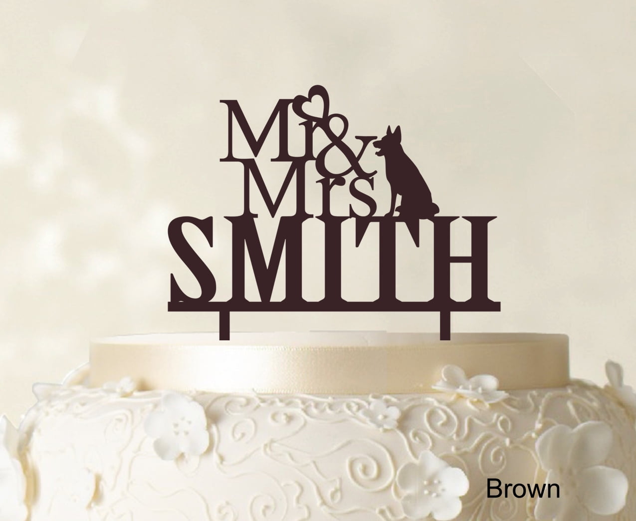 "Mr & Mrs Wedding Cake Topper Custom Brown Cake Topper Color Option ...