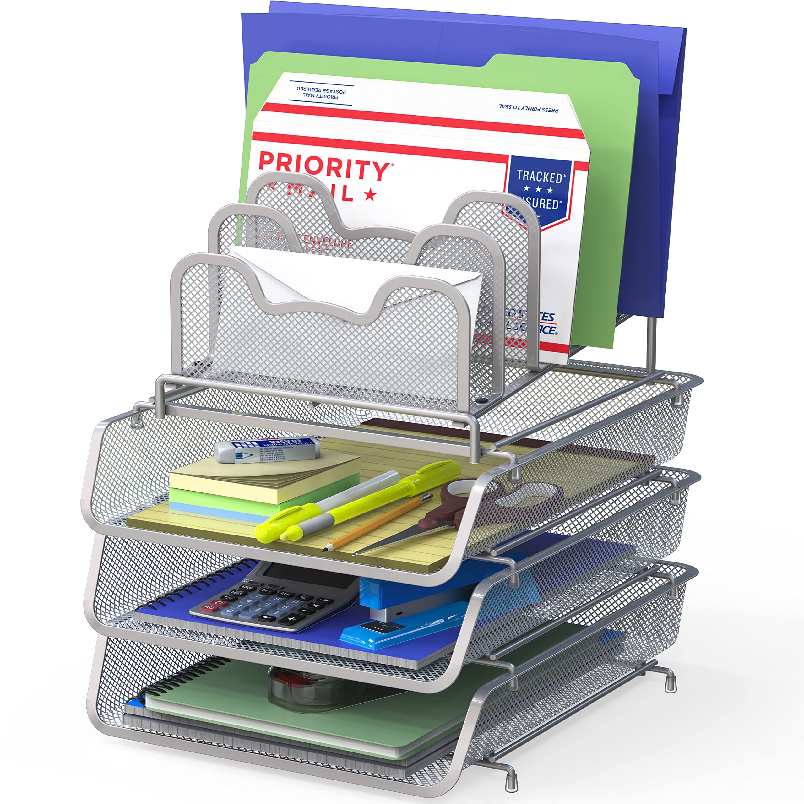 Mind Reader 2-Pack Stackable Metal Mesh File Holder Trays, Document ...