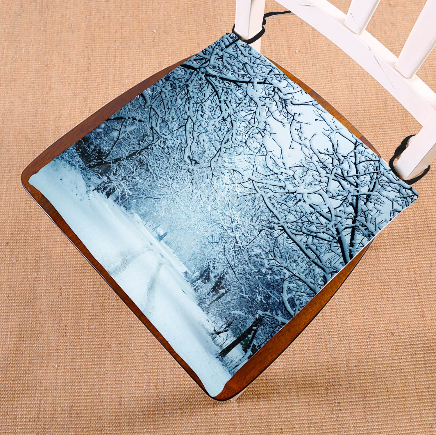 YKCG Winter Landscape Snowy Trees Alley Road Seat Cushion Chair Cushion ...