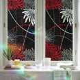 Bohemian Red Floral Window Privacy Film, Modern Artistic Grey White ...
