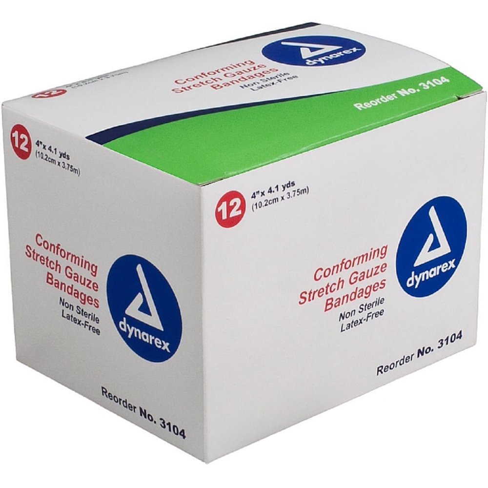 Dynarex Conforming Stretch Gauze Bandages 4 Inch Non-Sterile 12 Each ...