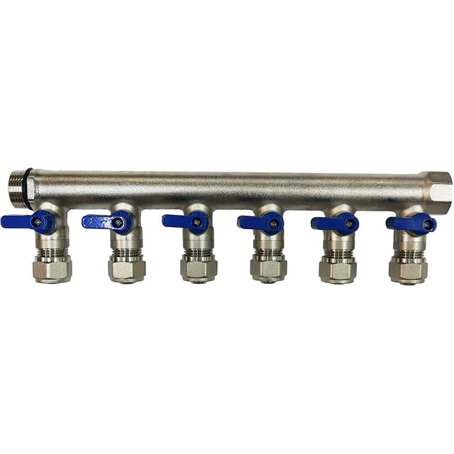 DMNI 6 Loop Port Ball Valve Brass - Pex Manifold - 3/4" NPT Thread ...