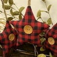 Red & Black Mini Buffalo Plaid Homespun Fabric Star Christmas Ornaments ...