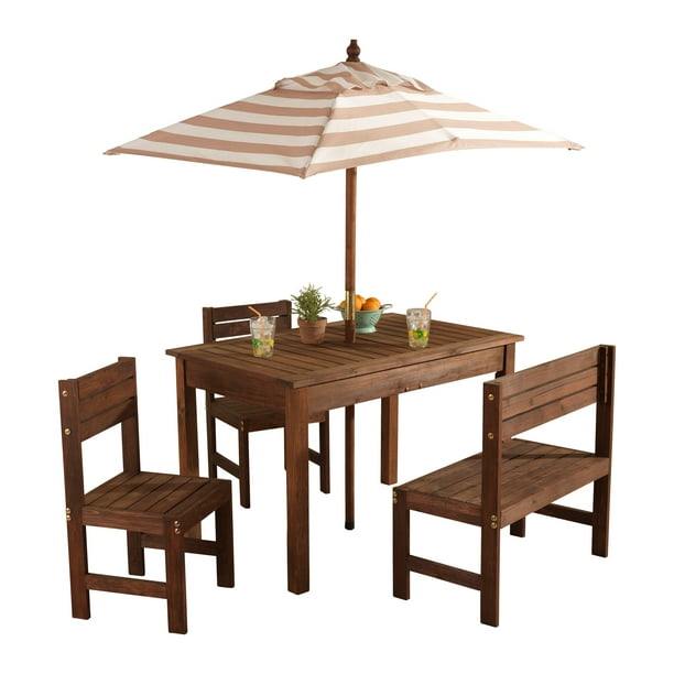 KidKraft Wooden Outdoor Children's Patio Set with Table, 2 Chairs and ...