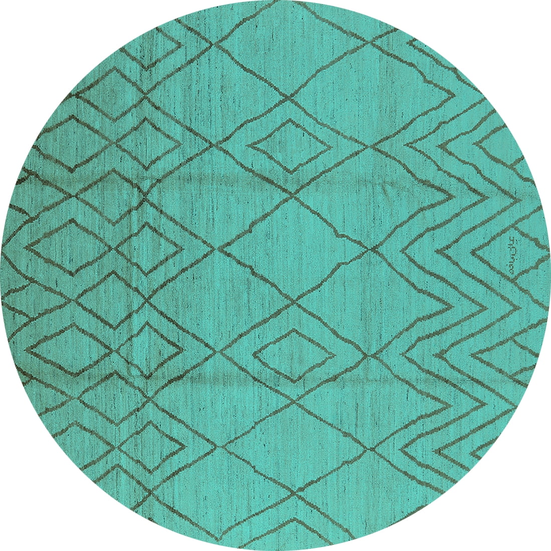 Ahgly Company Indoor Round Solid Turquoise Blue Modern Area Rugs, 4 ...