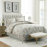 My Texas House Veronica 3-Piece White Pepper Taupe Floral Cotton Slub ...