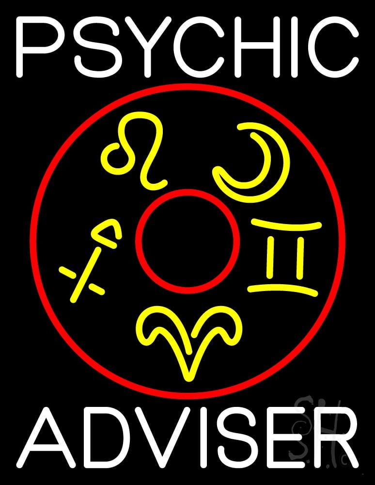White Psychic Adviser With Logo LED Neon Sign 31" Tall x 24" Wide ...