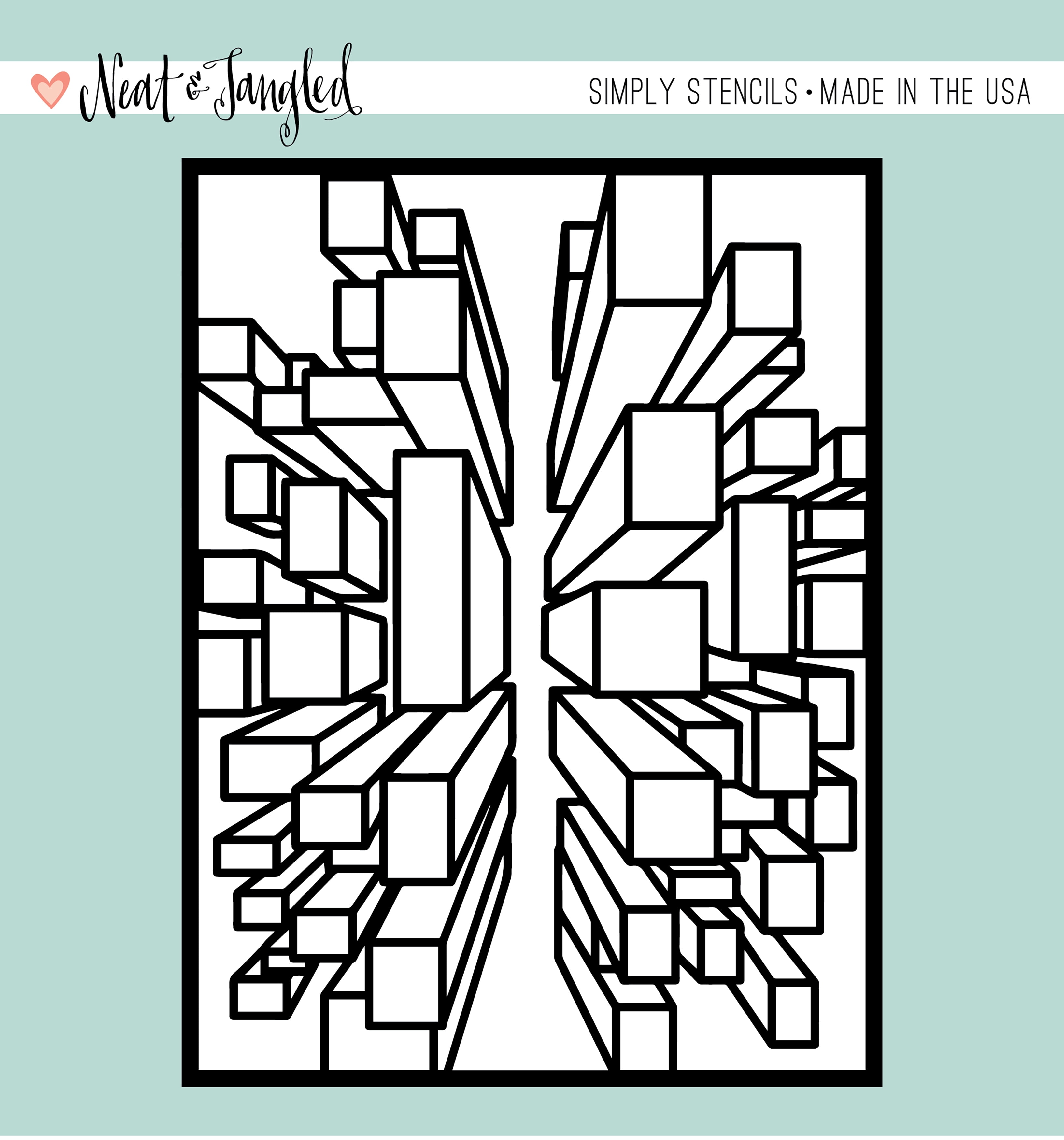 Neat & Tangled Stencil 6"X6"-Exploding Blocks - Walmart.com