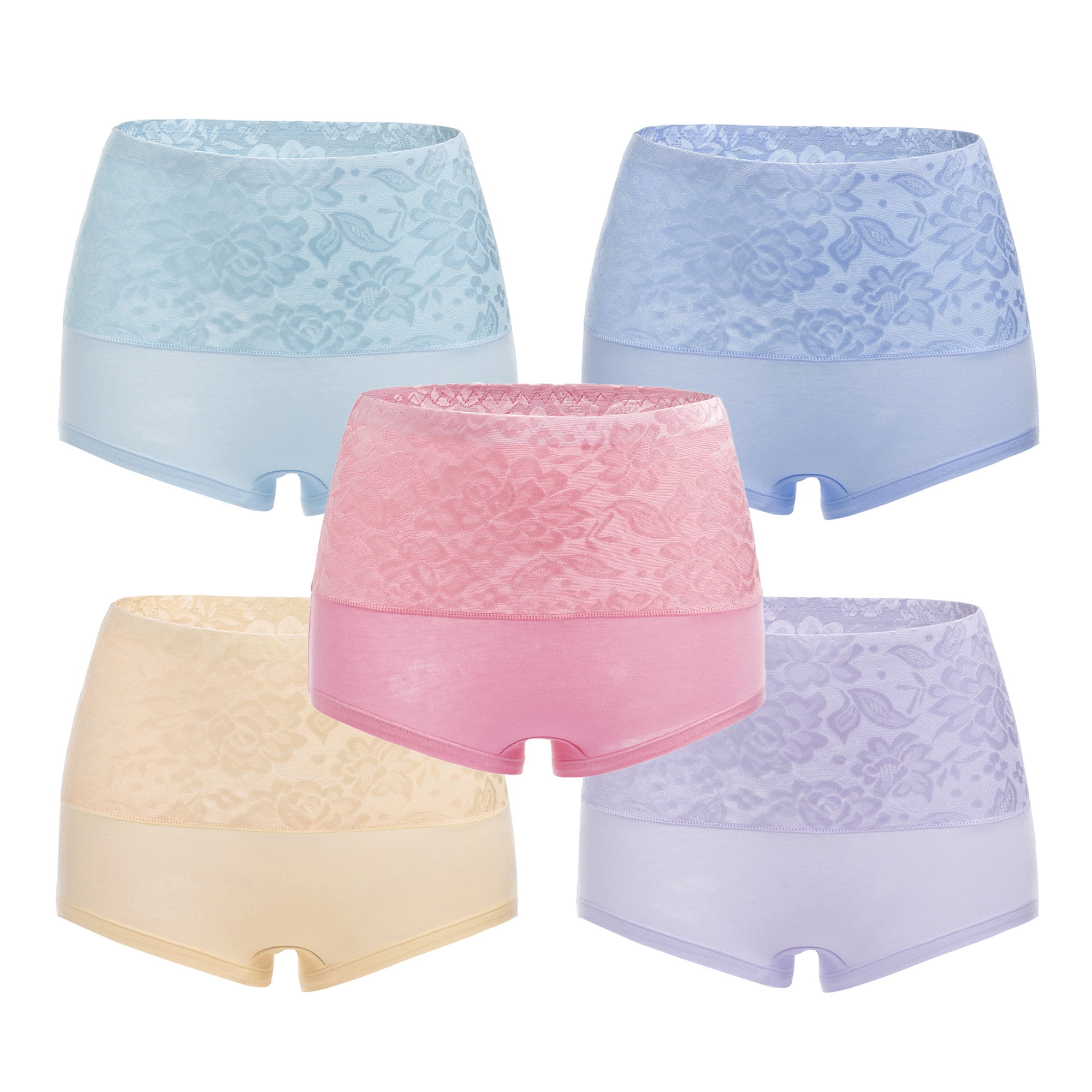 DODOING Women's Tummy Control Panties Briefs 5 Pack, Soft Cotton High ...