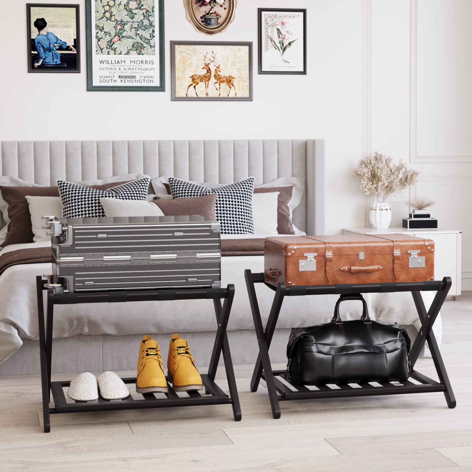 Smuxee Sets of 2 Luggage Rack Folding Suitcase Stand for Bedroom ...