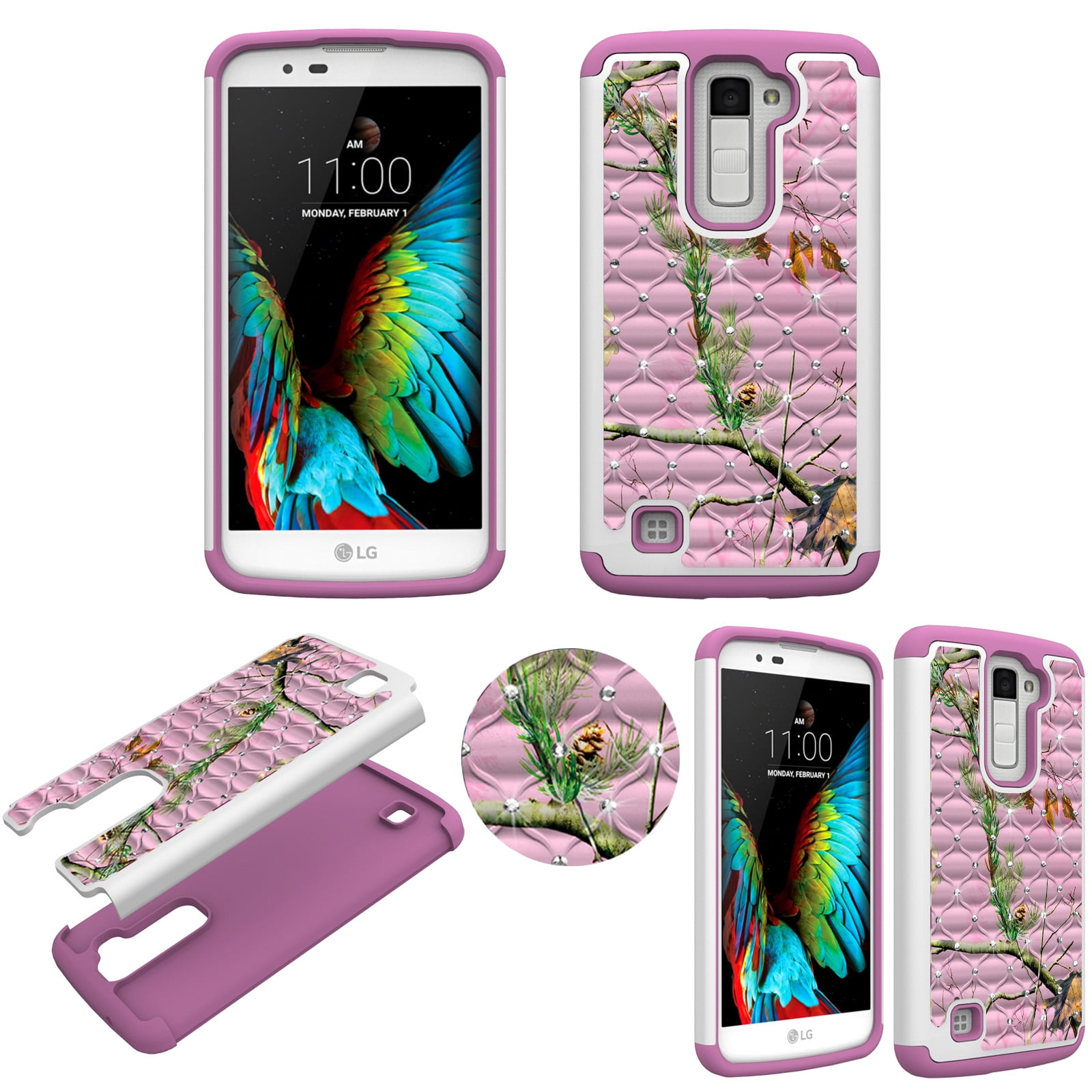 Hybrid Pink Camo Mozy Crystal Diamond for LG Stylo 2 LS775 Ultra Shock ...